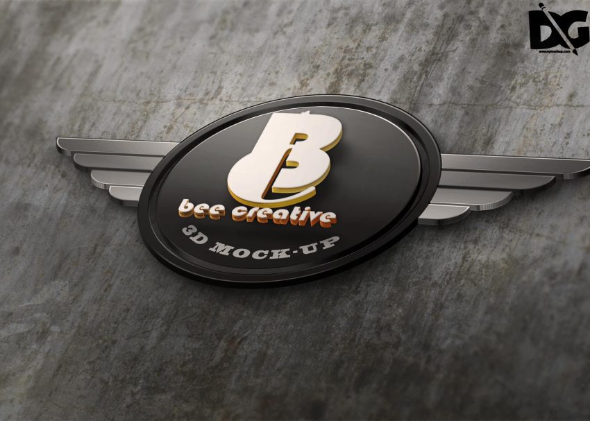 3D Black Design PSD Logo Mockup