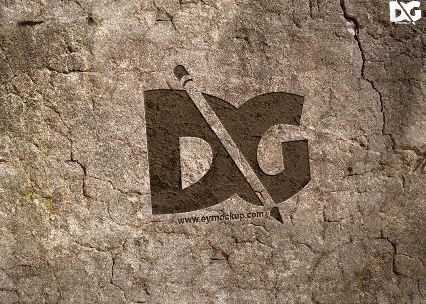Free Cracked Wall Logo Mockup