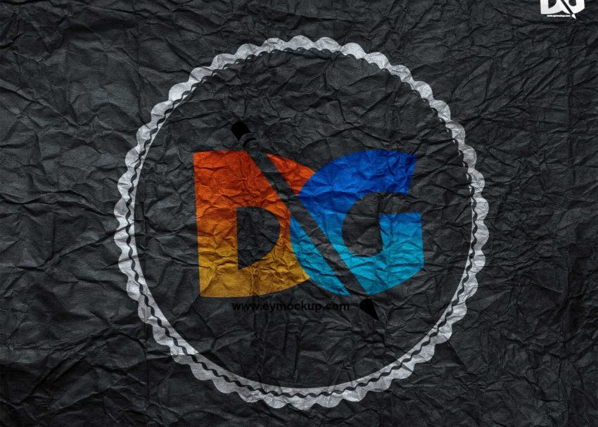 Free Wrinkle Paper Logo Mockups PSD