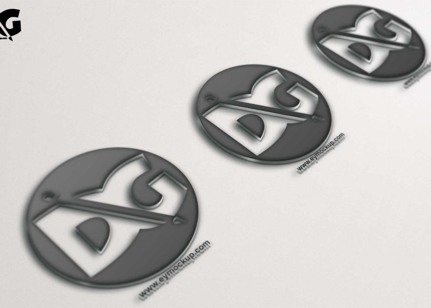 Grey 3D Stamp Logo Mockups