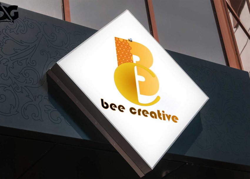 Shop Front Wall Hanging Logo Mockup