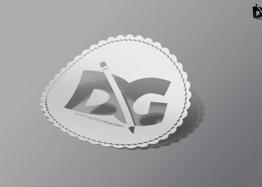 White Sticker PSD Logo Mockups