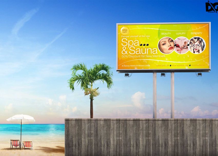 Free Beach Billboard Design Mockup