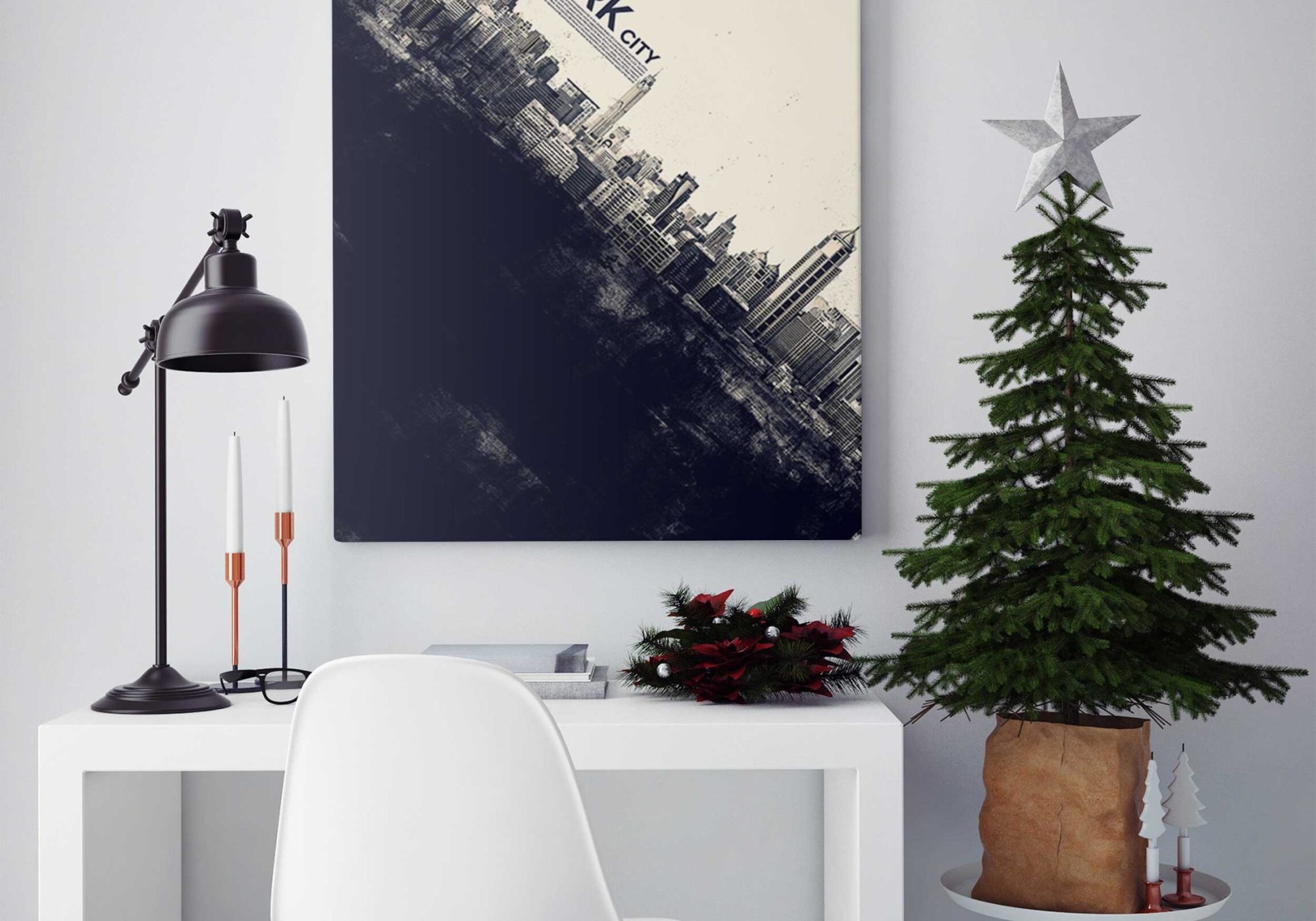 Free Premium Grey Wall Poster Mockup