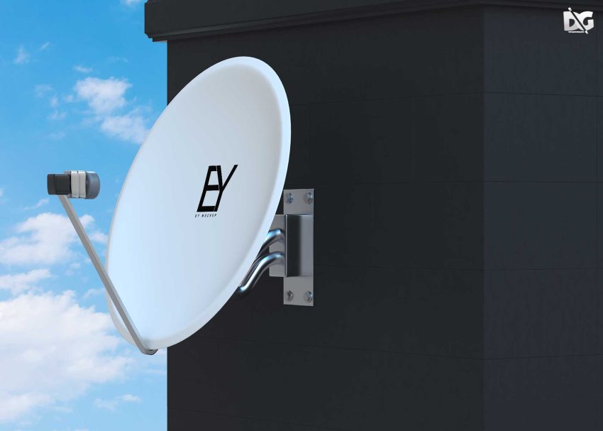 Free PSD Satellite Dish Receiver Logo Mockup