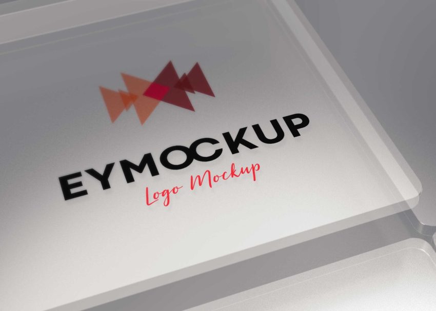 Free Ice Glass Logo Mockup