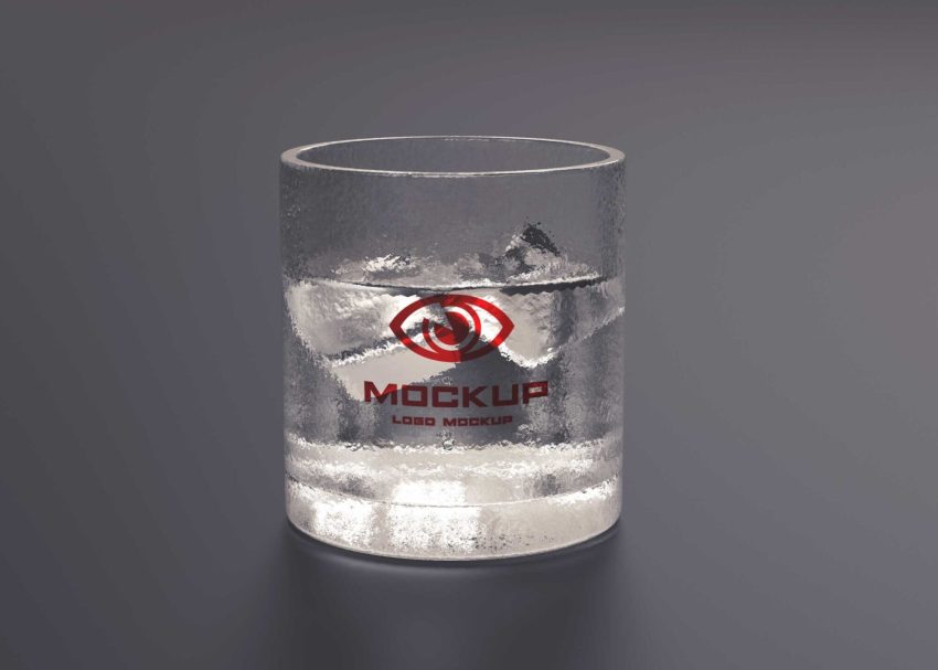 Free Ice Water Glass Logo Mockup