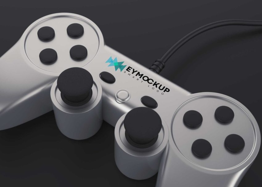 Free Silver Game Device Logo Mockup