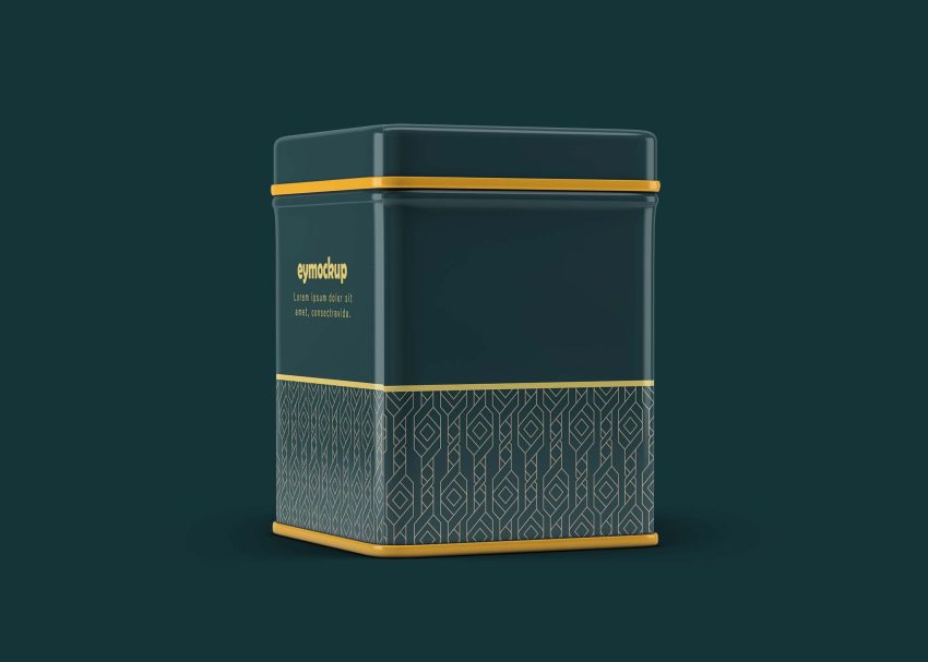 Free Square Tin Packaging Mockup