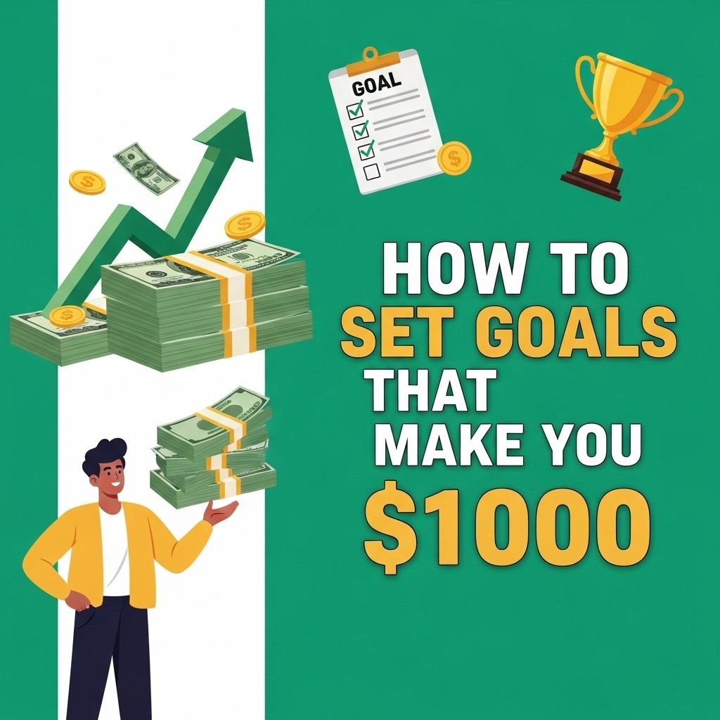 Set Financial Goals To Earn $1,000 | PSD Freebies Mockups